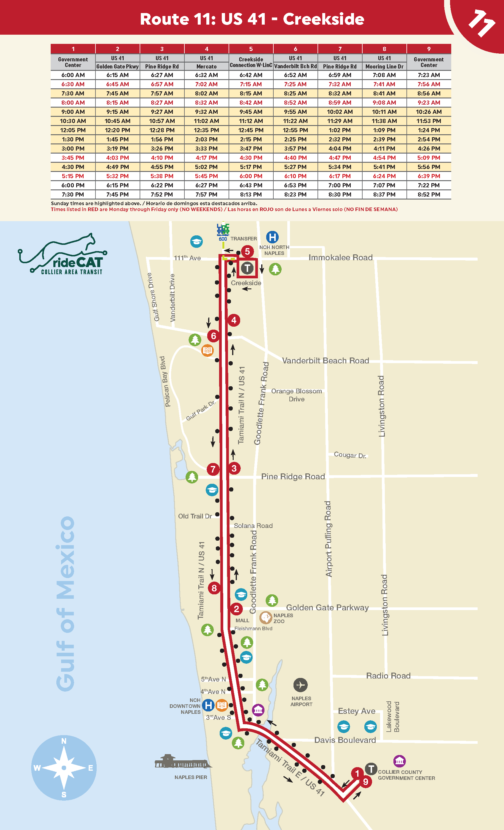 Naples Public Bus Schedules, Route Maps | Collier County Transit Service